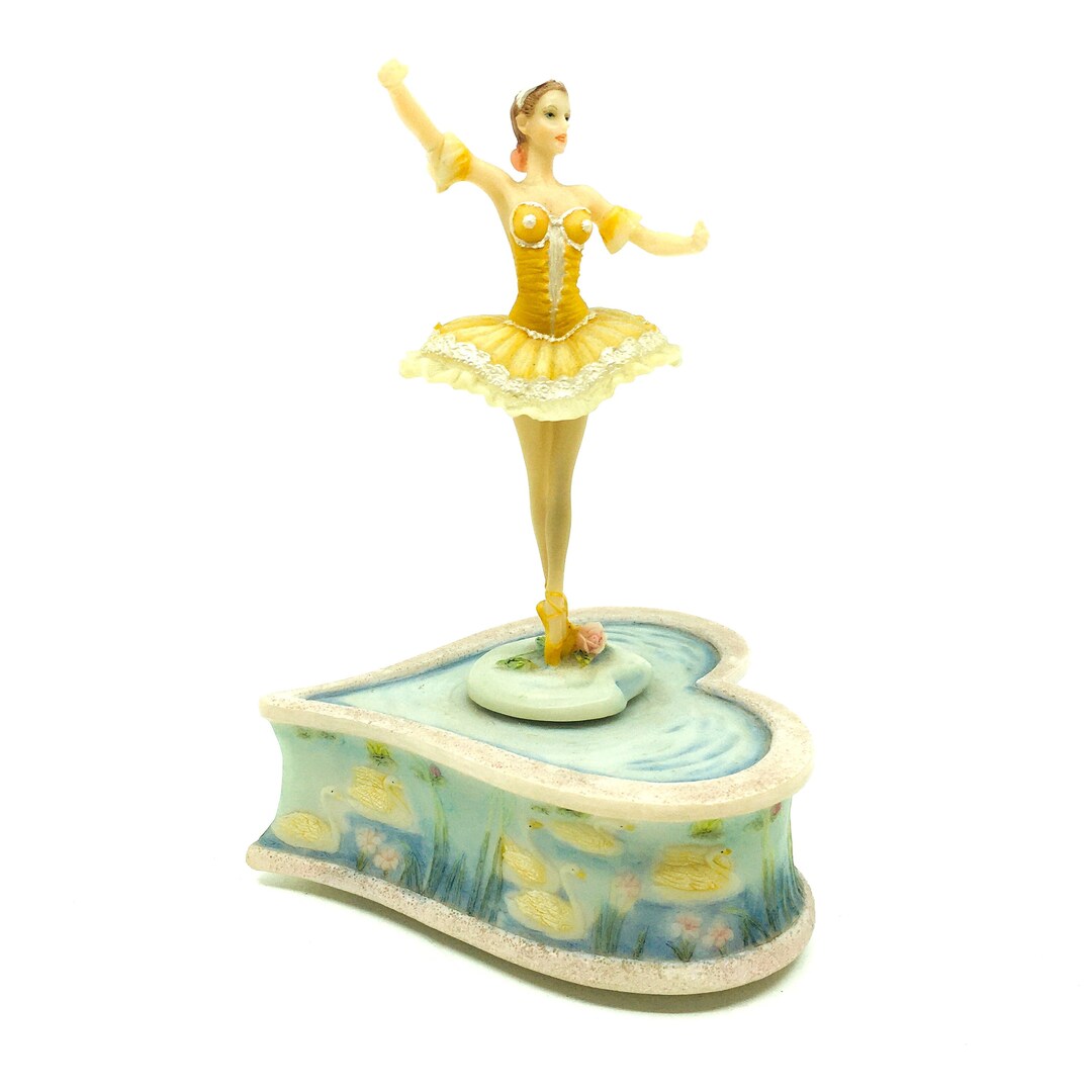 Vintage Ballerina Music Box | Yellow Ballerina Figurine | Ballerina ...