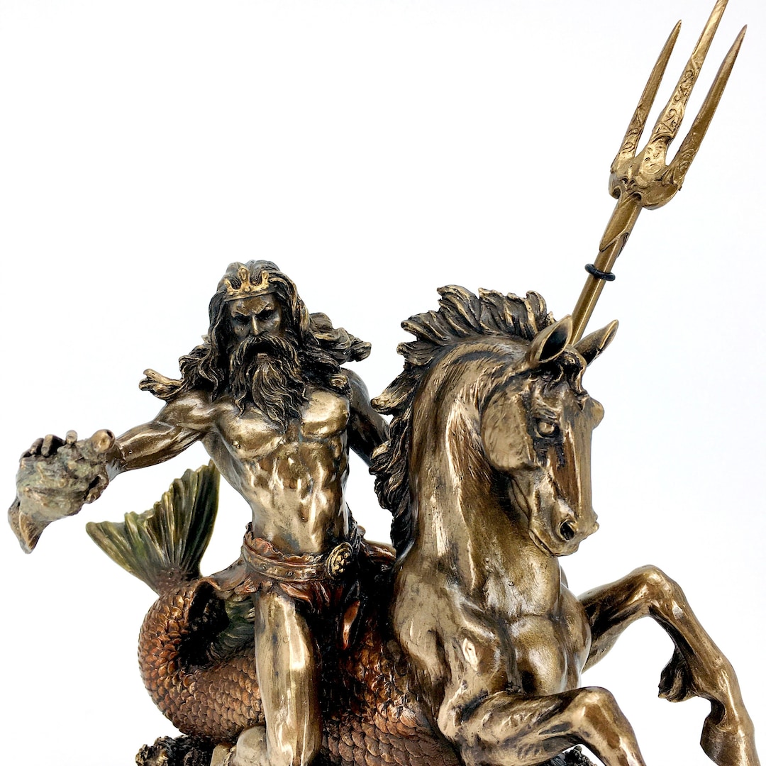 Poseidon Statue – Greek God of the Sea, Handmade Mythology Sculpture ...