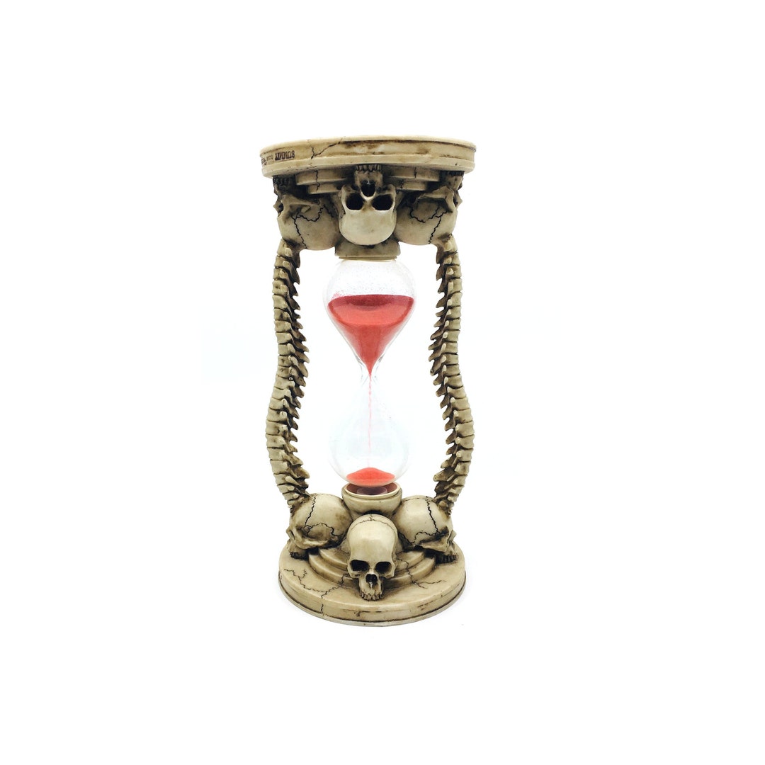 Decorative Skeleton Hourglass – Gothic Skull Sand Timer, Handmade ...
