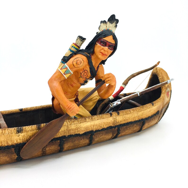 Native American Warrior in Canoe Statue Native Americans - Etsy