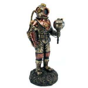 Steampunk Diver Statue With Mini Lamp | Steampunk Decor | Scuba Diving ...