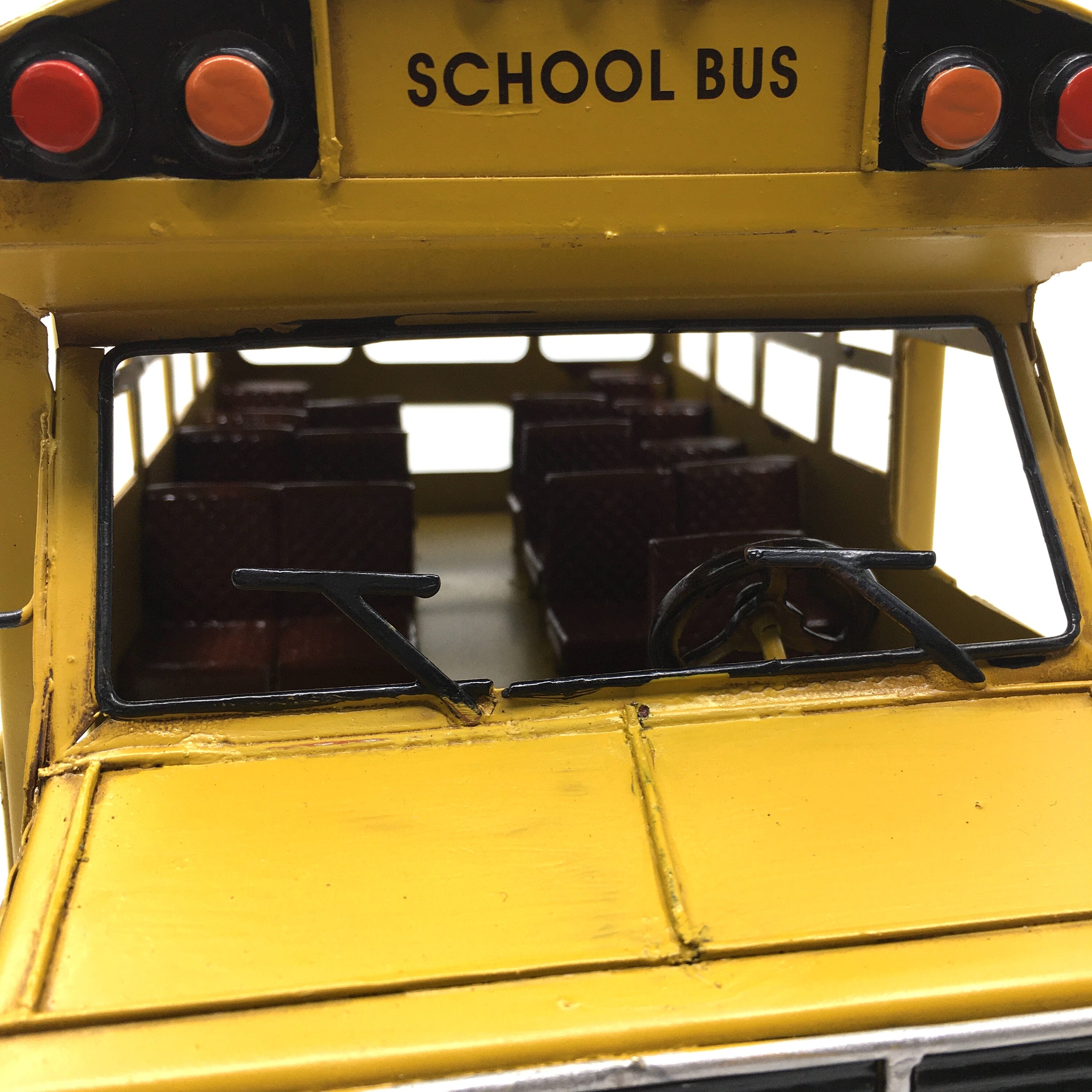 Handmade Yellow School Bus Model | Vintage Style Metal & Resin Decor - Etsy