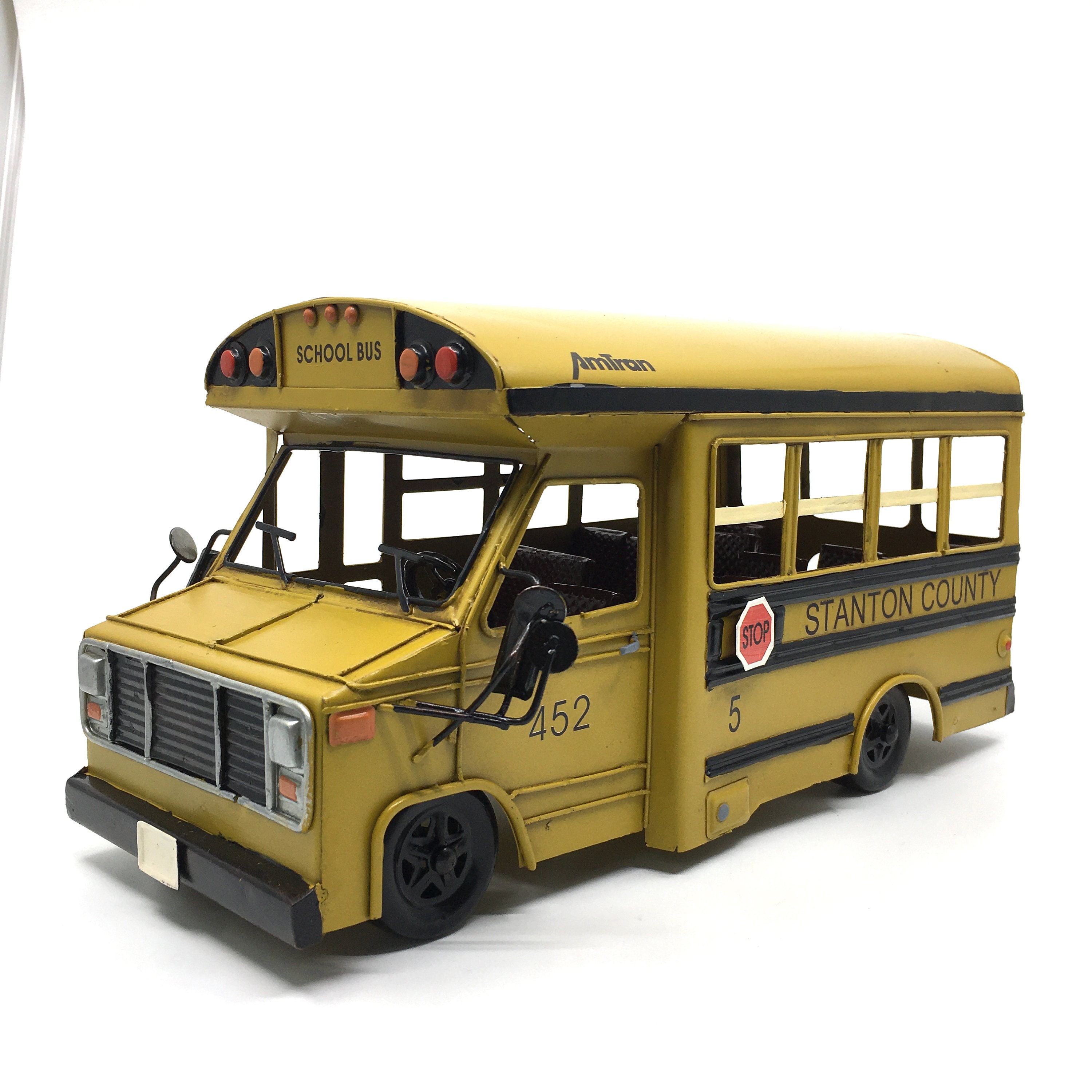 Handmade Yellow School Bus Model | Vintage Style Metal & Resin Decor - Etsy