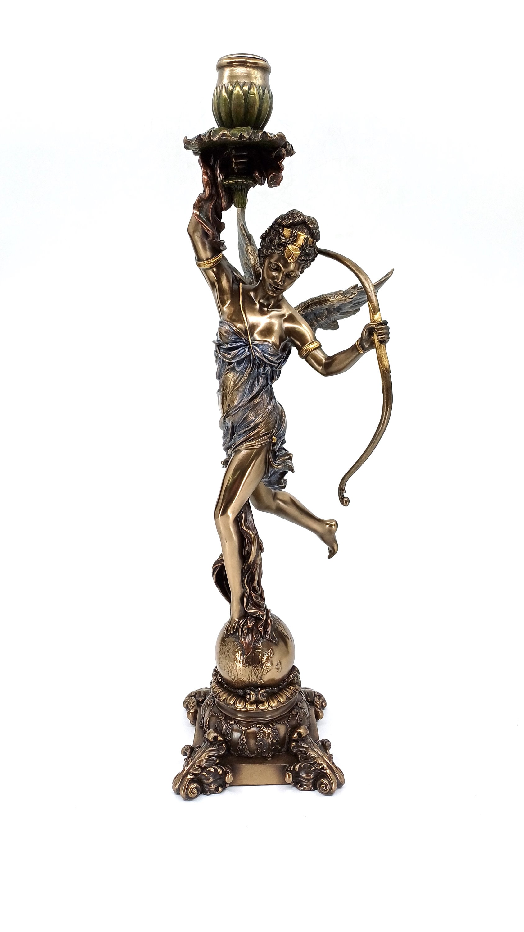 Handcrafted Roman Mythology Candle Holders – Diana & Cupid Statues ...