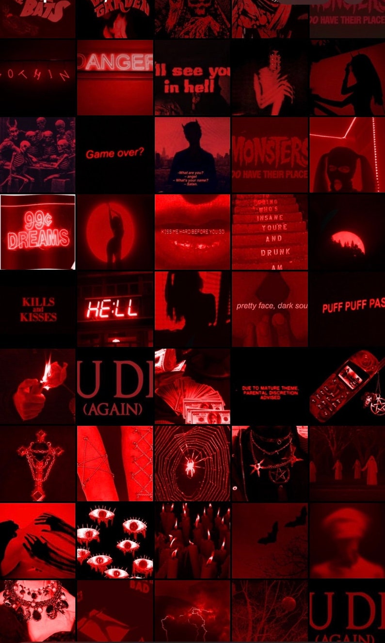 Decorations 105 Pieces Red Grunge Photo Collage - Etsy