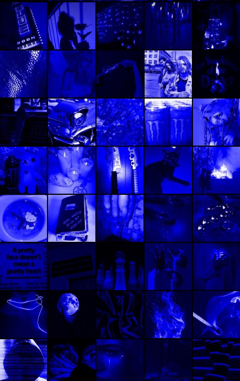 105 Pieces Dark Blue Alt/grunge Photo Collage - Etsy