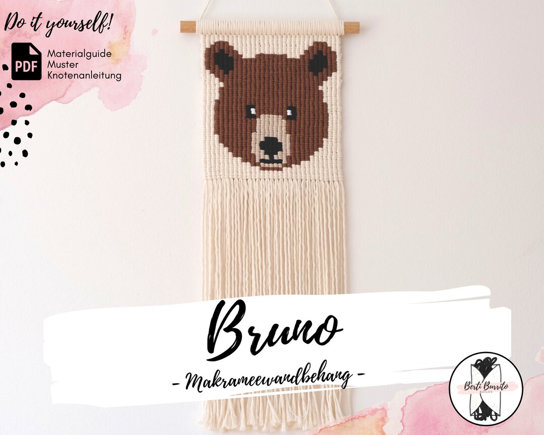 PDF Macrame Instructions for Bruno DIY Bear Macrame Wall Hanging - Etsy