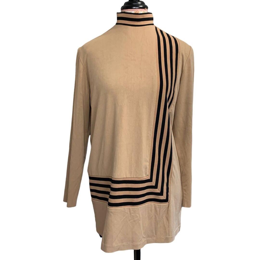 Vintage 70's Lew Magram Tunic Top Brown Black Mockneck - Etsy