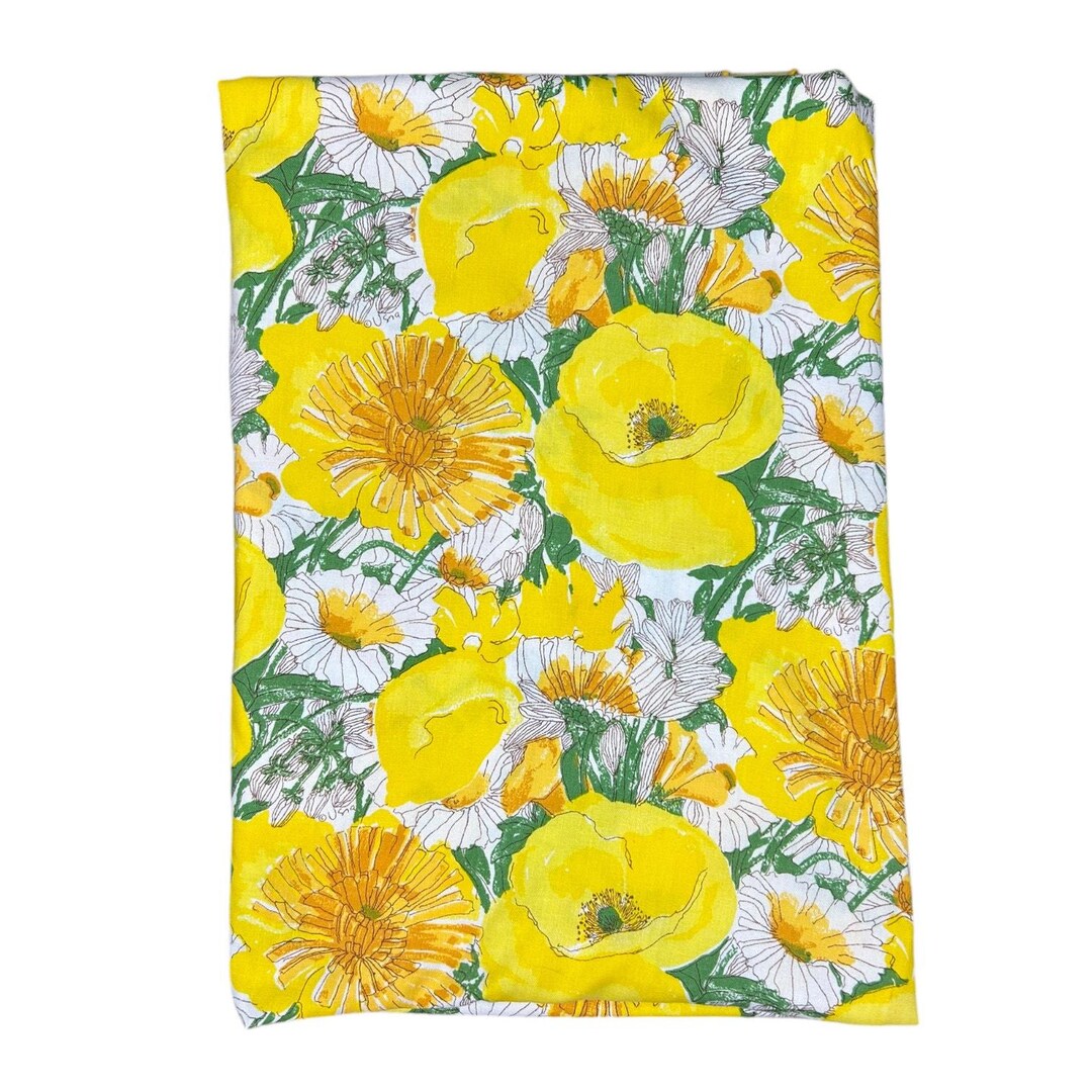 Vera Neumann Yellow Green Poppy Floral Oval Oblong 70's Vintage ...