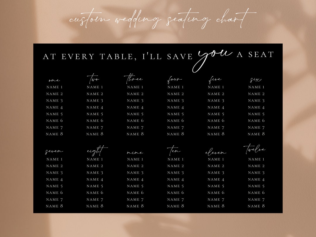 Custom Wedding Seating Chart, Printable Wedding Seating Chart, 2023 ...