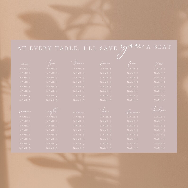 Custom Wedding Seating Chart Printable Wedding Seating Chart - Etsy