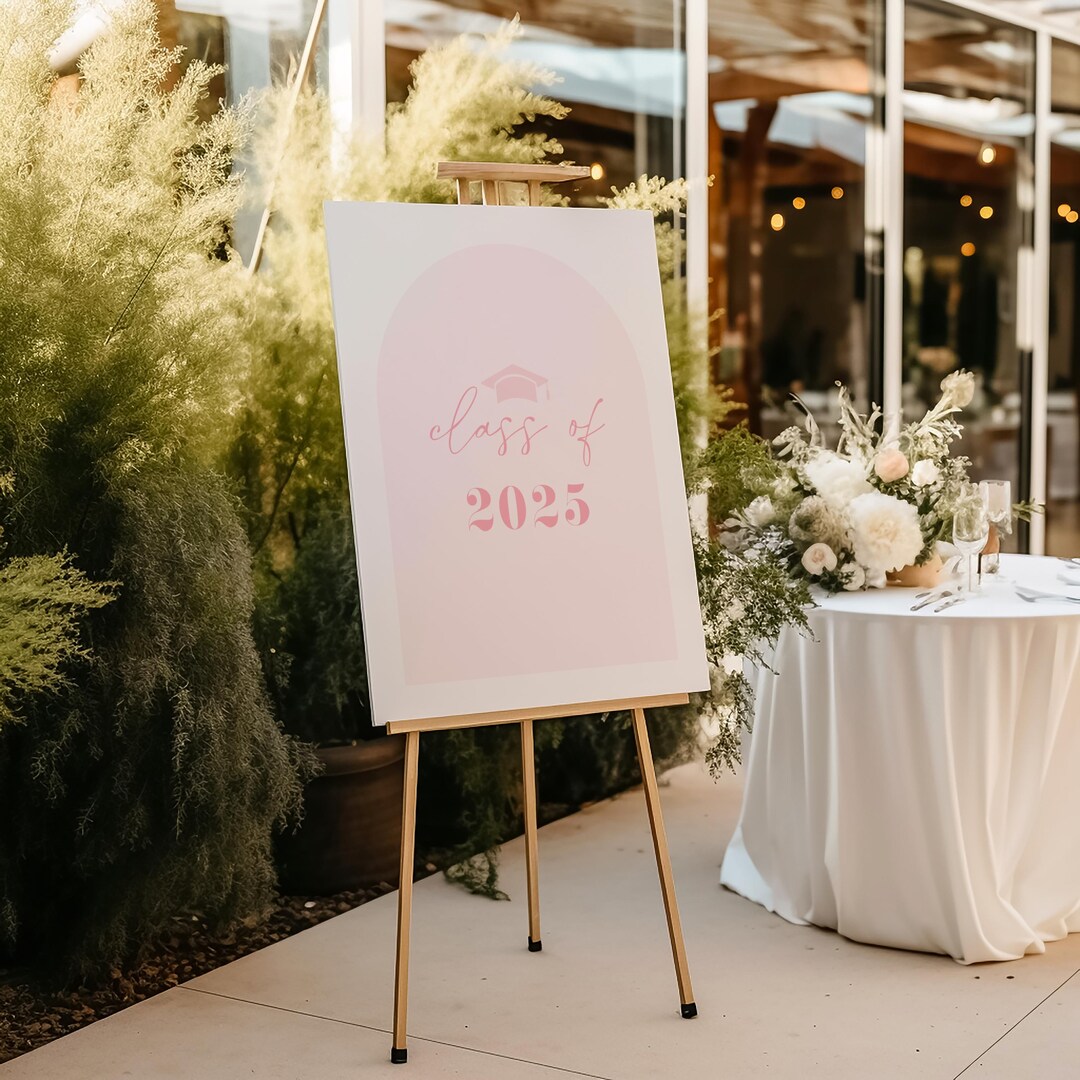Class of 2025 Sign, Graduation Party Sign, Pink Grad Party Decor, Grad ...