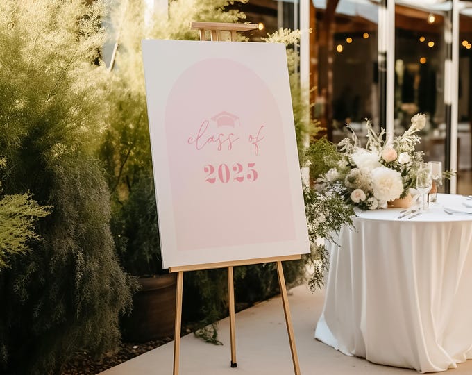 Class of 2025 Sign, Graduation Party Sign, Pink Grad Party Decor, Grad ...