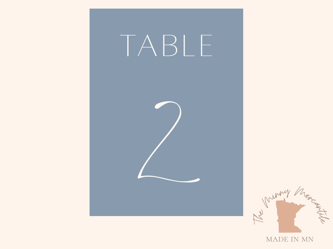 Dusty Blue Table Numbers Printable Table Numbers Dusty | Etsy