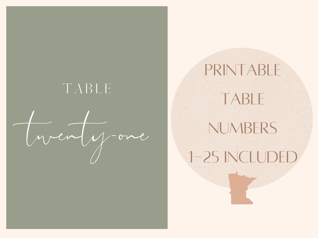 Printable Wedding Table Numbers, Sage Green Table Numbers, Sage Green ...