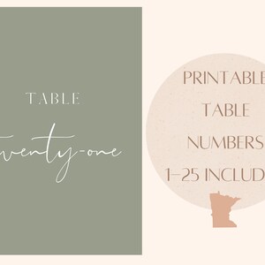 Printable Wedding Table Numbers, Sage Green Table Numbers, Sage Green ...