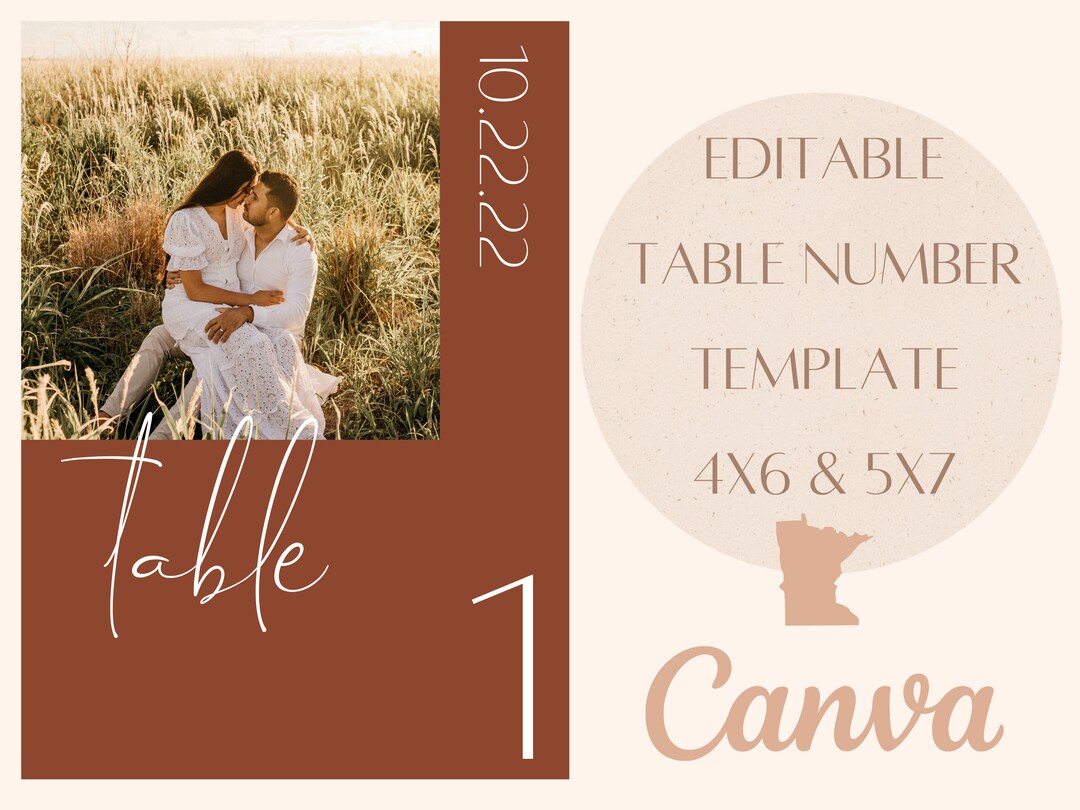 Editable Wedding Table Numbers, Table Numbers Template, Custom Photo ...