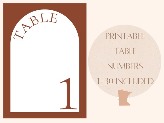 Terracotta Arch Table Numbers Printable Table Numbers - Etsy
