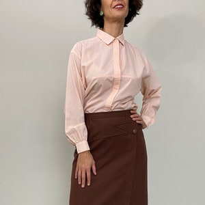 Vintage Peach Color Shirt for Women Size M , Chic Pink Blouse for Women ...