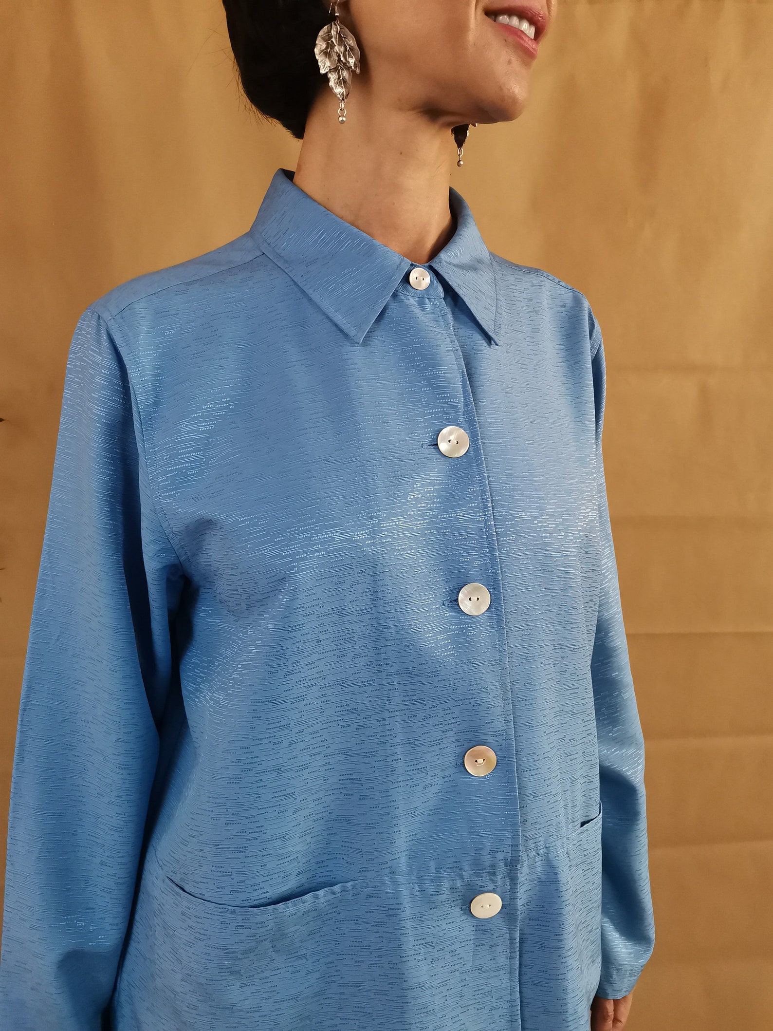 Blue Vintage Silk Blouse for Women Size M and Size L Vintage - Etsy