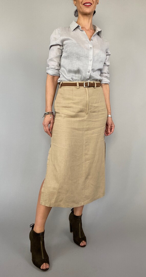 Linen Skirt for Women Size M Beige Linen Skirt for Women - Etsy