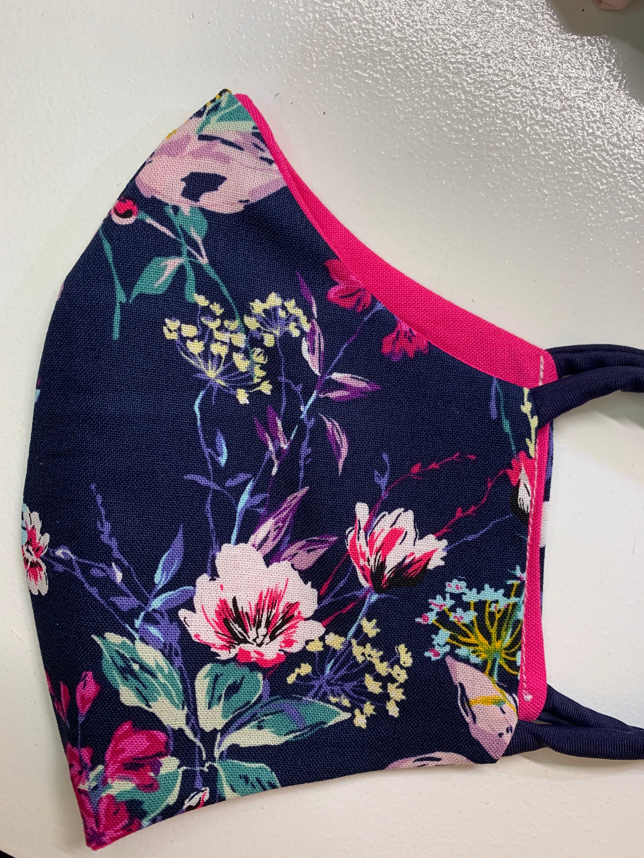 Navy Floral Reversible Mask | Etsy