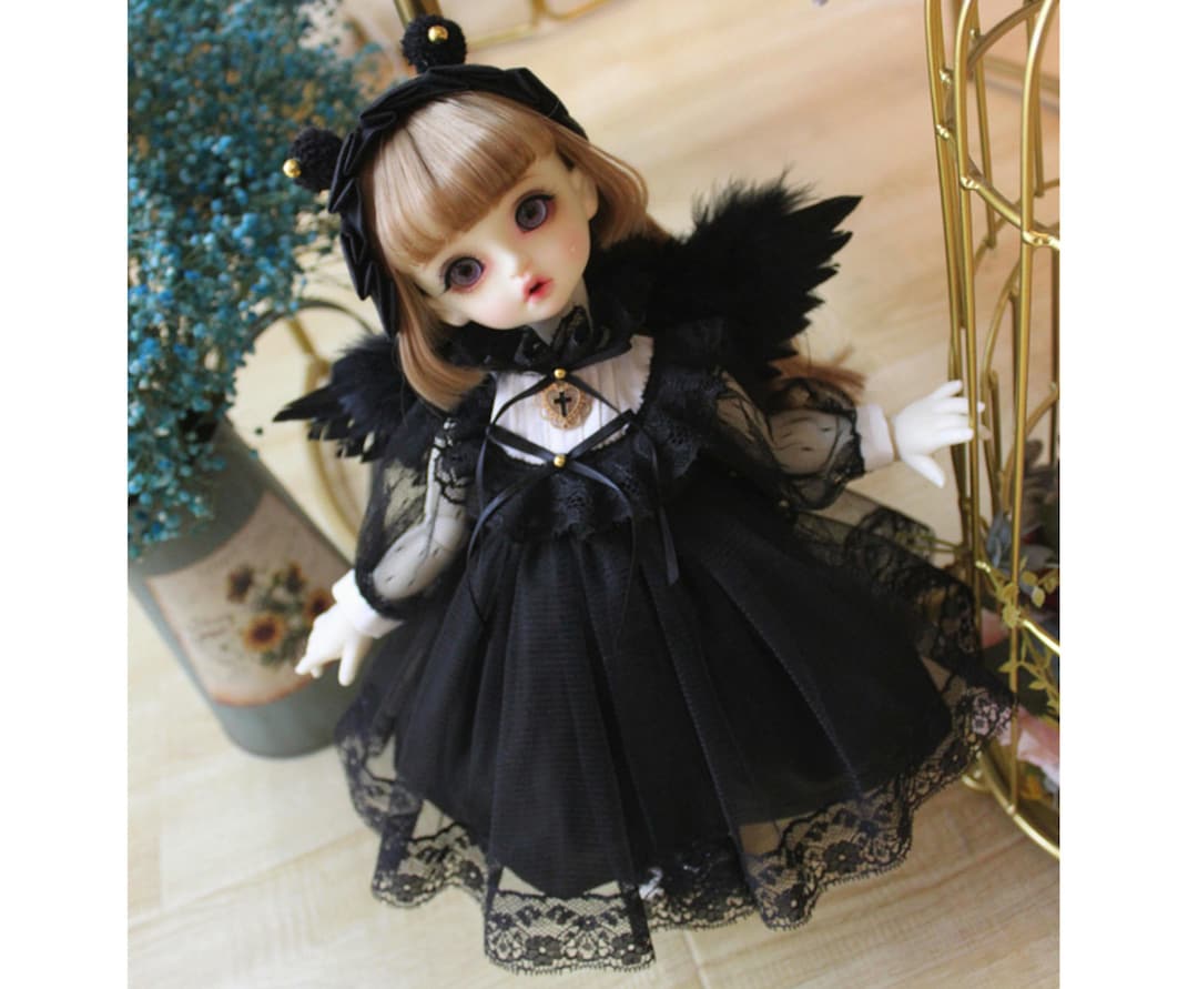 Black Devil Wings Doll Dress: BJD Clothes Outfit for 1/3 1/4 1/6 Dolls ...