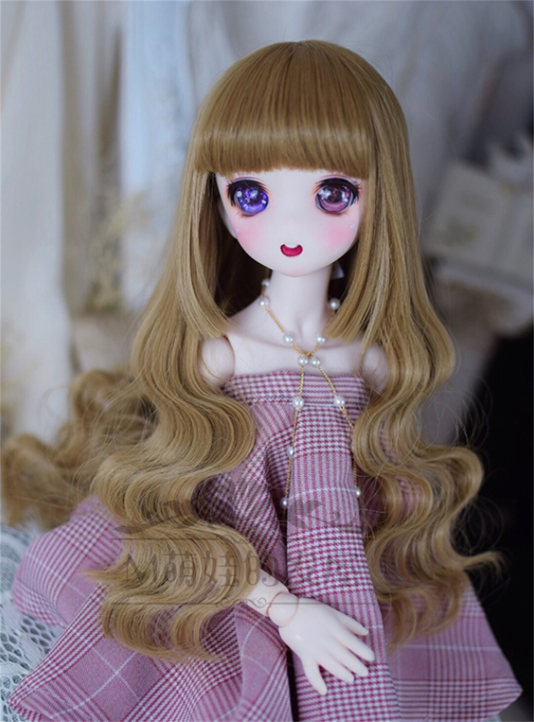 1/3 1/4 1/6 Bjd Wavy Wig With Bangs for SD DD MDD 9-10'' 8-9" 7-8" 6-7 ...