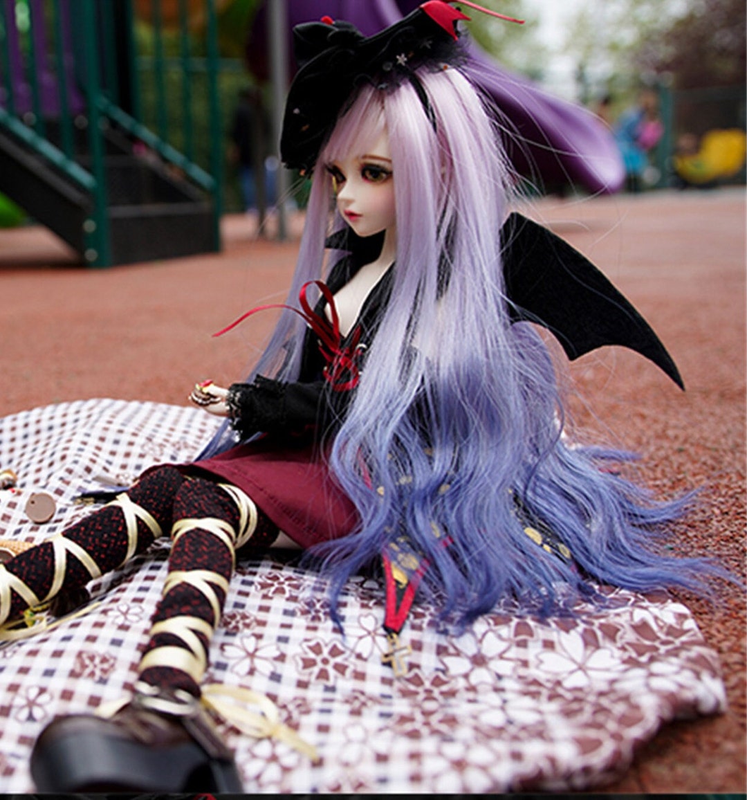 6-7" 7-8" 8-9" 9-10" Bjd Hair Gradient Color 1/3 1/4 1/6 BJD Wig Long ...