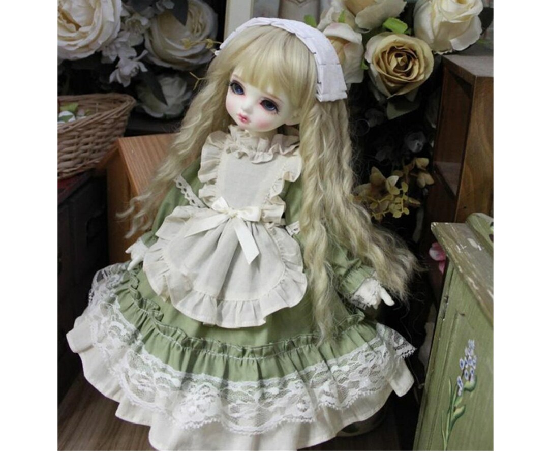 Green 1/3 SD Doll Palace Style Dress Bjd Dress 1/4 MSD Clothes,1/6 Yosd ...