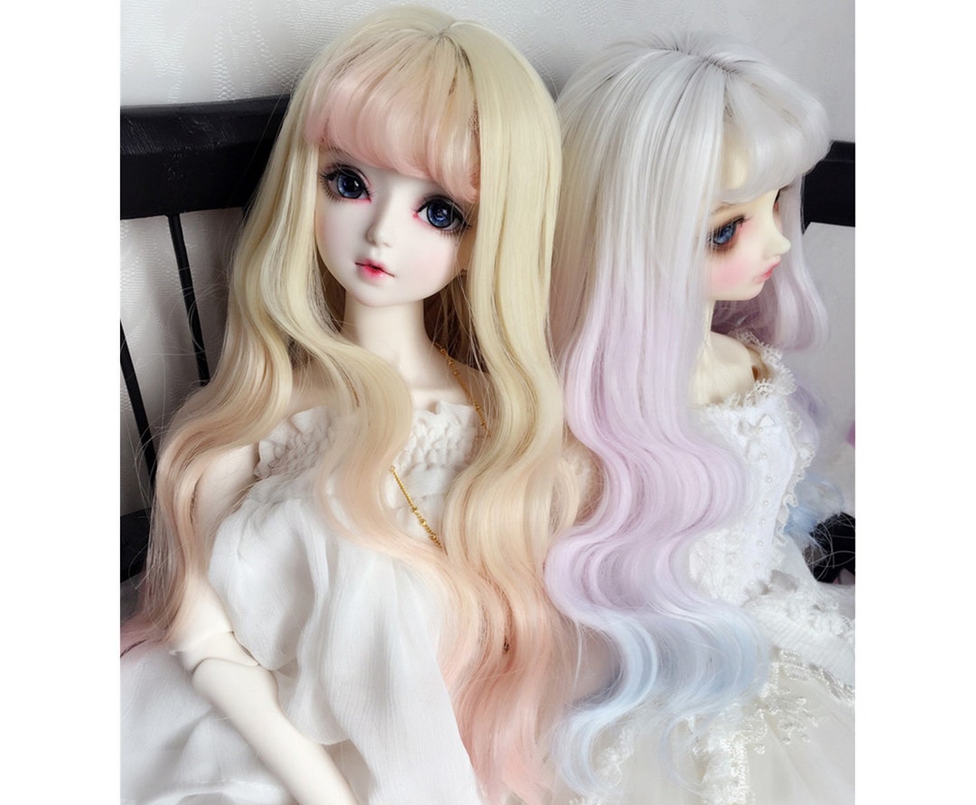 Custom BJD Doll Wig: Long Wavy Gradient Hair With Bangs (9-10") - Etsy