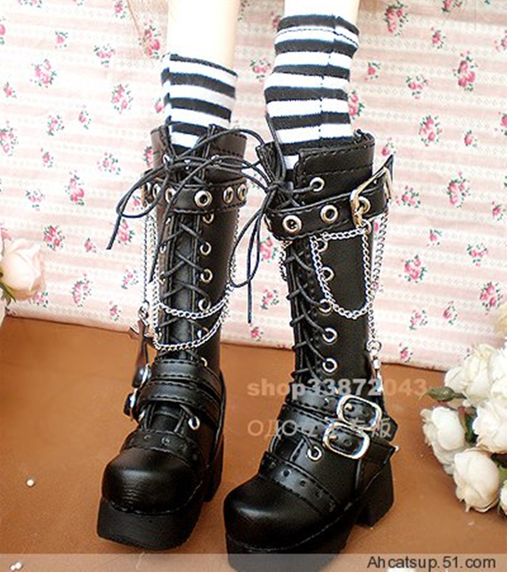 Punk Leather BJD Doll Boots: White or Black, 1/3, 1/4, Uncle Size - Etsy