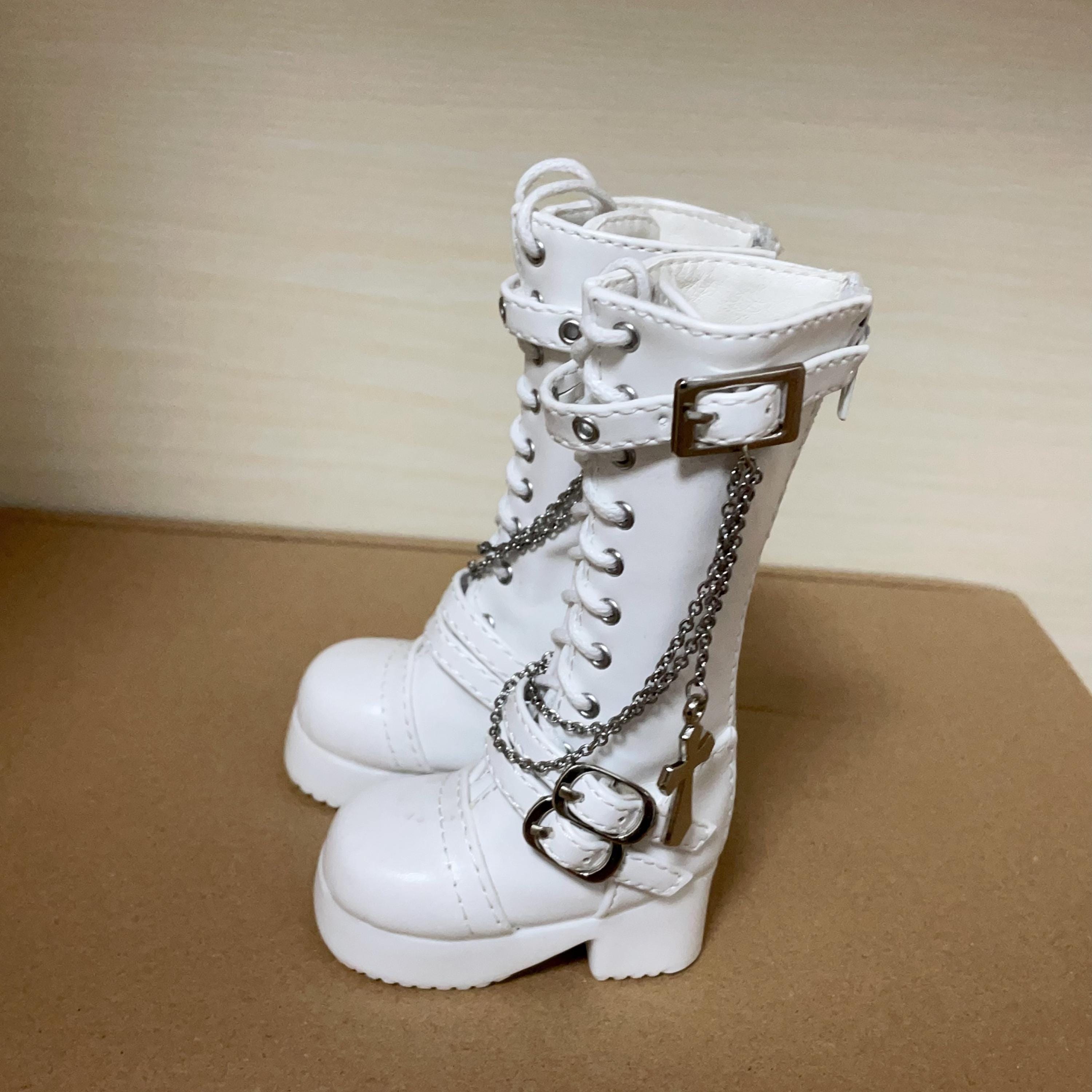 Punk Leather BJD Doll Boots: White or Black, 1/3, 1/4, Uncle Size - Etsy