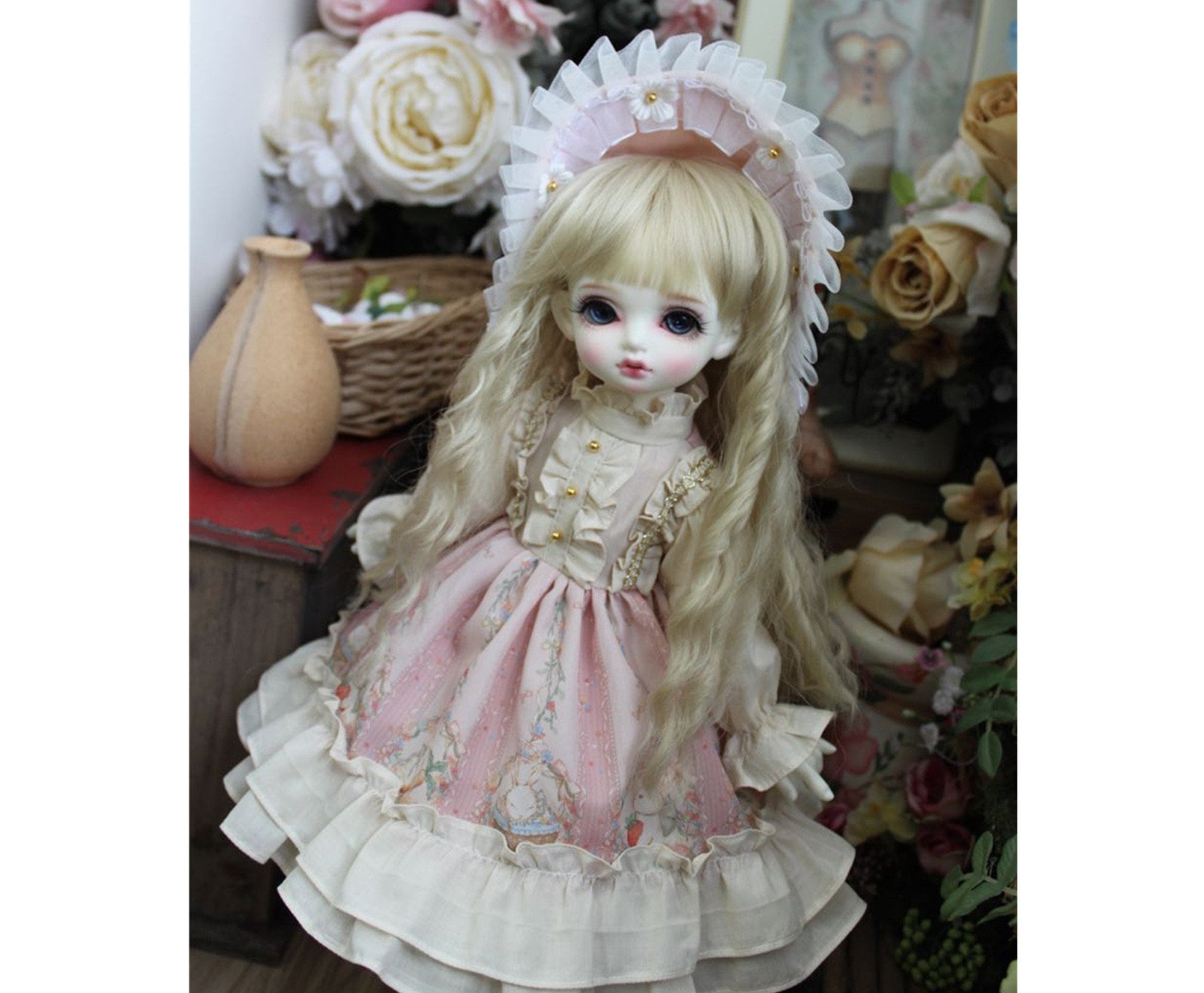 Pink Bjd Dress Full Set BJD Doll Clothes SD Dress & Headdress - Etsy