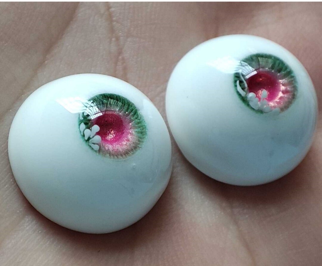 Hand Painted Pink Green Realistic BJD Doll Resin Eyes for Ball Joint ...