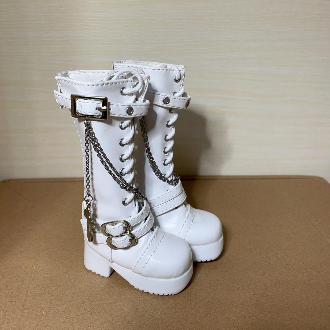 Punk Leather BJD Doll Boots: White or Black, 1/3, 1/4, Uncle Size - Etsy