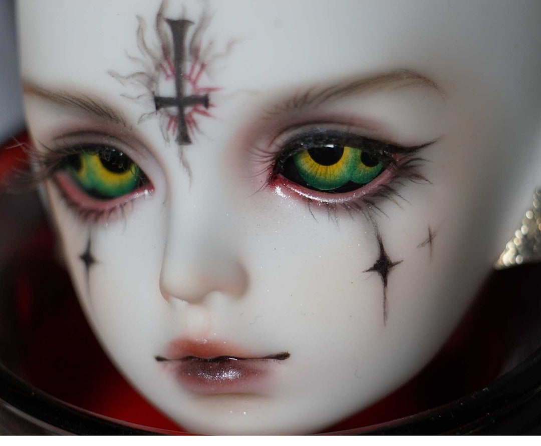 1 Pair of Resin Doll Eyes Green BJD Eyes Variant Doll Double Pupils ...