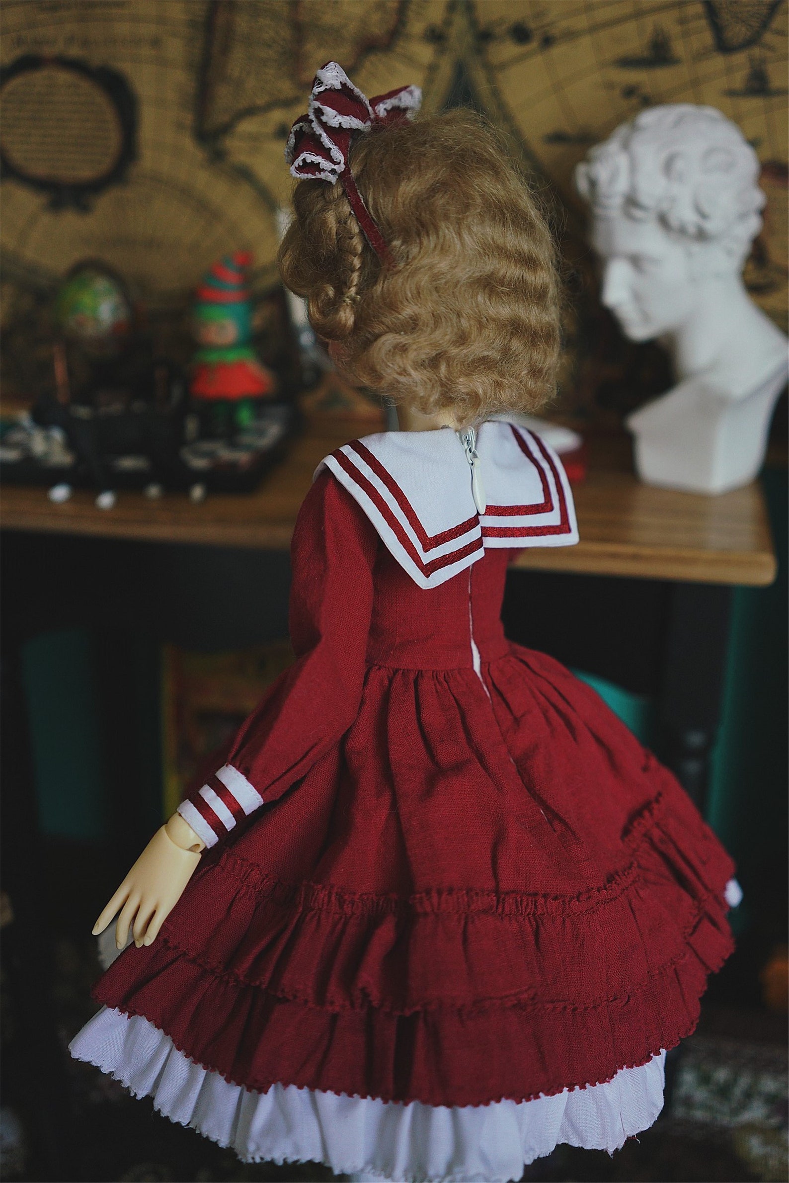 BJD Doll Clothed bjd outfit Lolita Red Dress for 1/6 Yosd 1/3 | Etsy