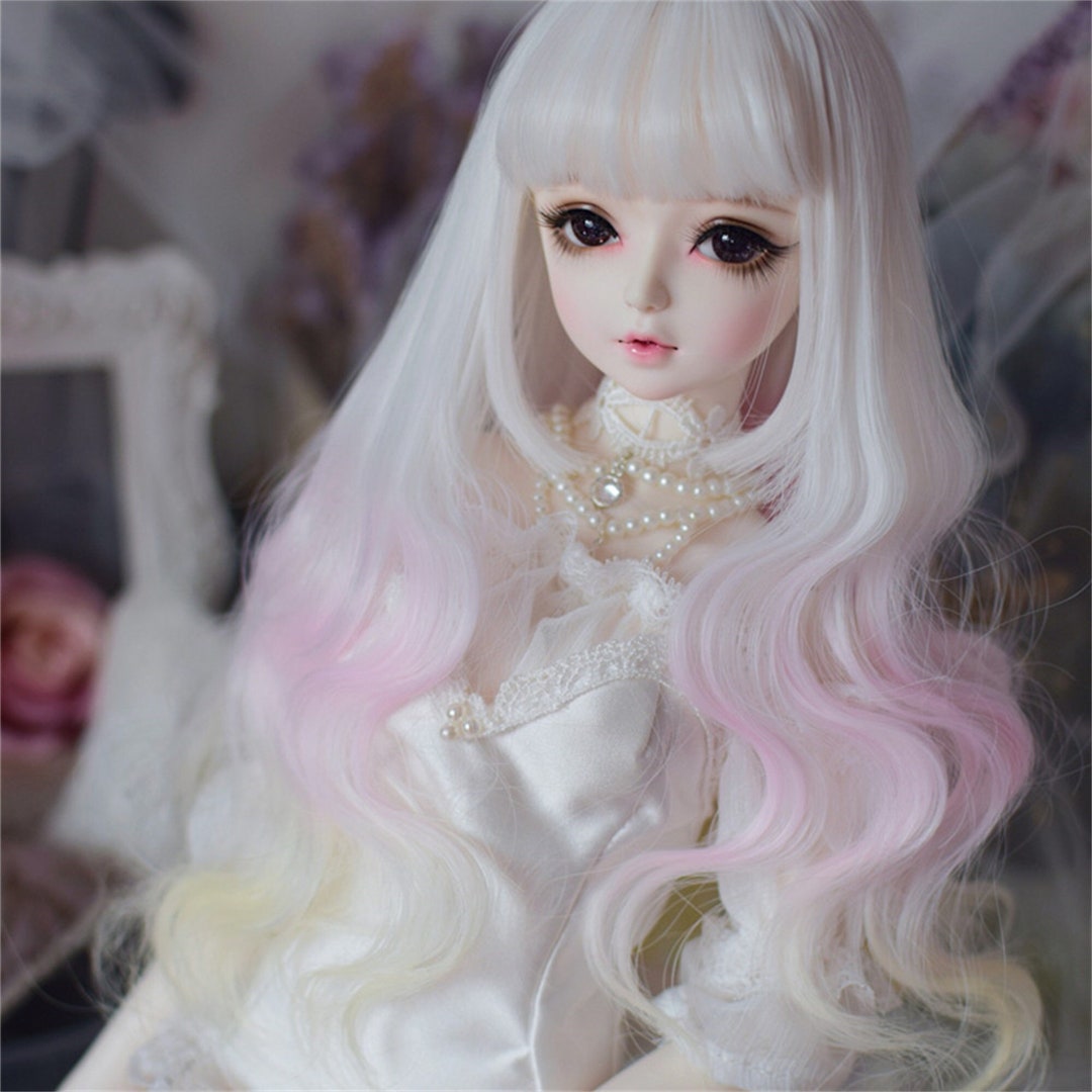 Custom BJD Doll Wig: Long Curly Gradient Hair (1/3, 1/4, 1/6 MSD SD Mdd ...