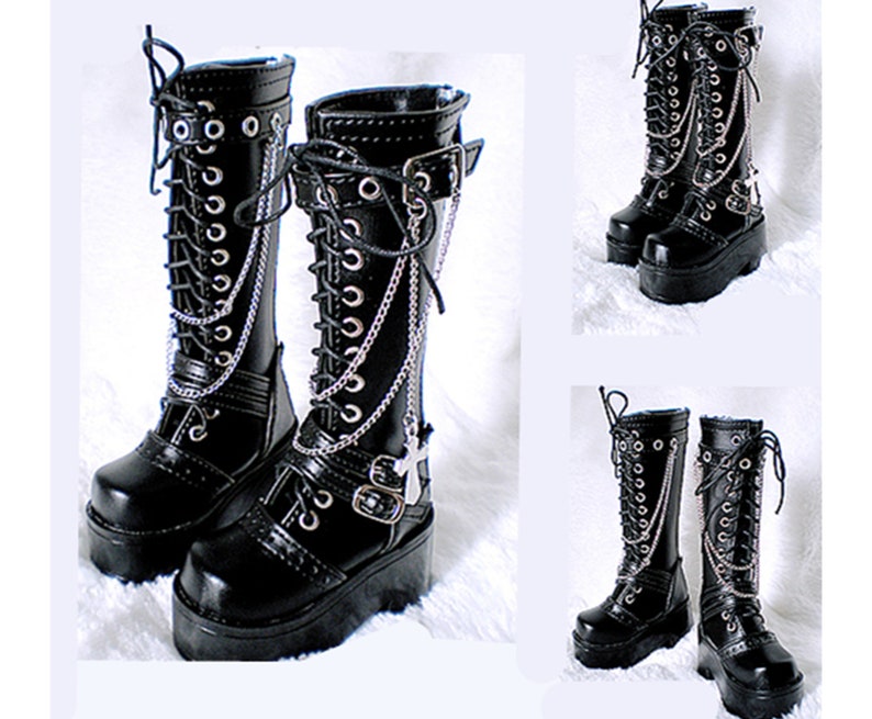 Punk Leather BJD Doll Boots: White or Black, 1/3, 1/4, Uncle Size - Etsy