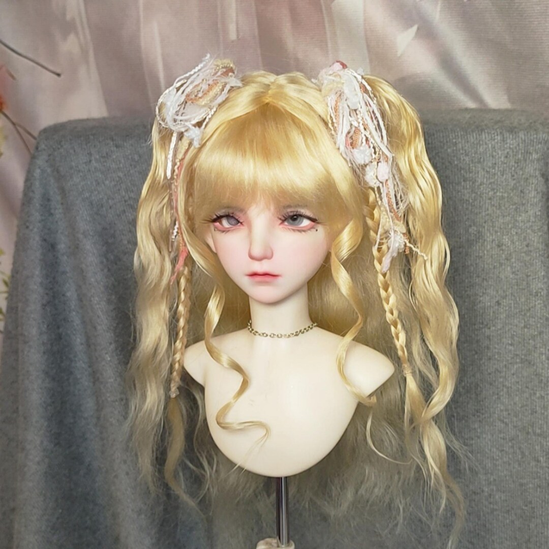 BJD Doll Wig: Mohair Double Ponytail, Curly Wavy Hair (15.5-19.5cm) - Etsy
