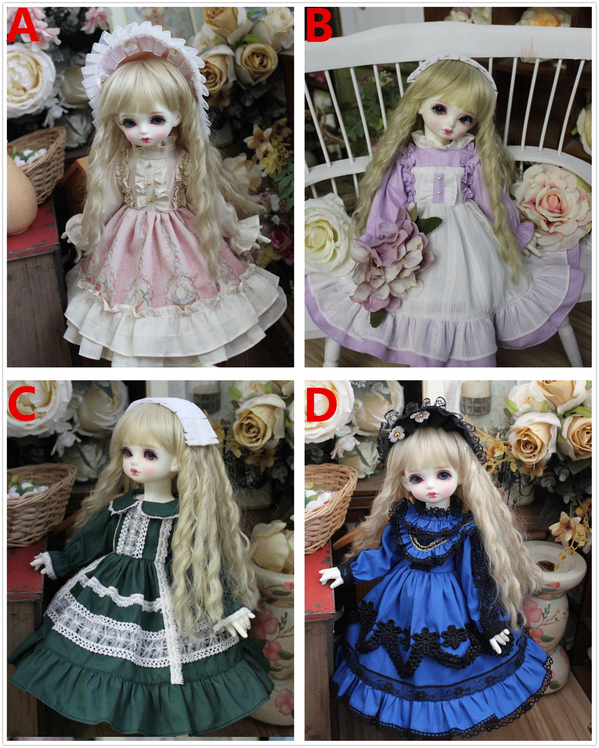 Blue Bjd Dress Full Set BJD Doll Clothes SD Dress & Headdress - Etsy