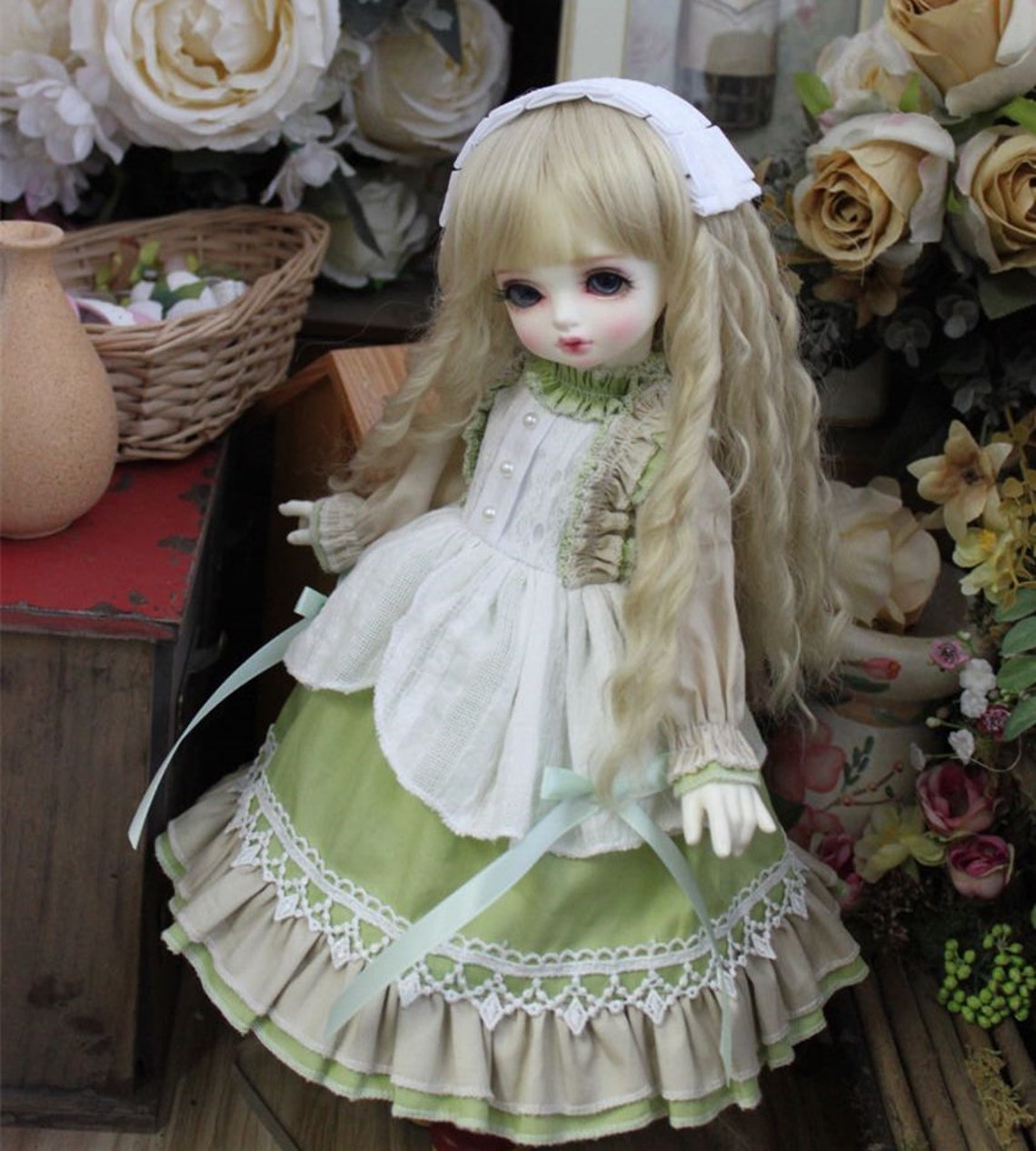 Green 1/3 SD Doll Mori Style Dress Bjd Dress 1/4 MSD | Etsy