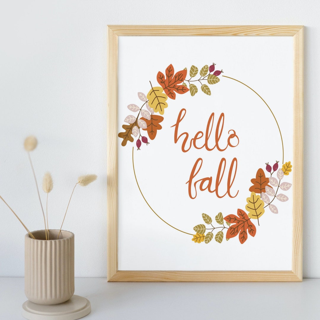 Hello Fall Printable Wall Art: Minimalist Autumn Decor (digital ...