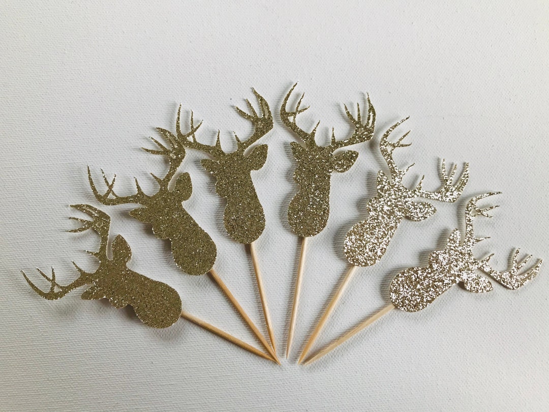 Stag Head Cupcake Toppers | Christmas Cupcake Toppers | Stag Theme ...