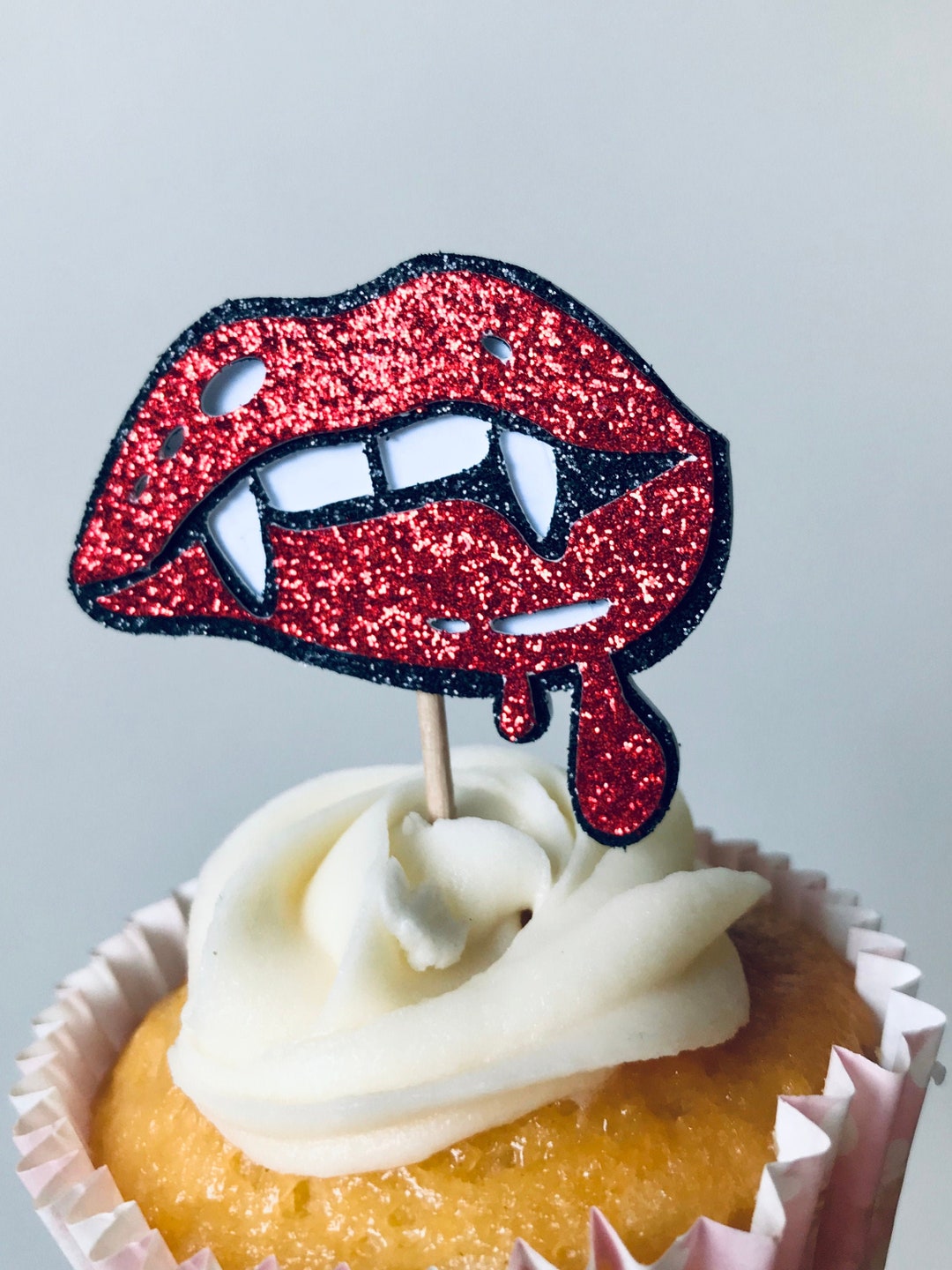 Vampire Lips Cupcake Toppers | Halloween Cupcake Topper | Vampire ...