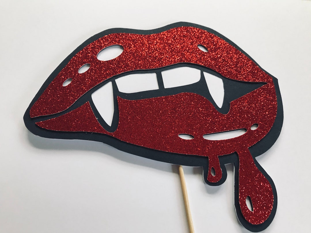 Vampire Lips Cake Topper Fangs Halloween Cake Topper - Etsy
