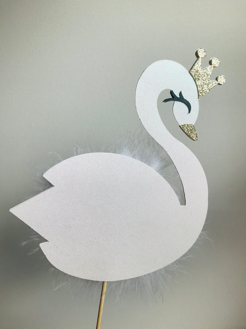 Swan Cake Topper Feathered Swan Cake Topper Double Sided - Etsy