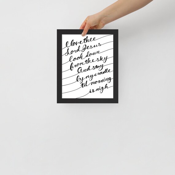 Away in A Manger Minimalist Black Cursive Giclée Fine Art - Etsy