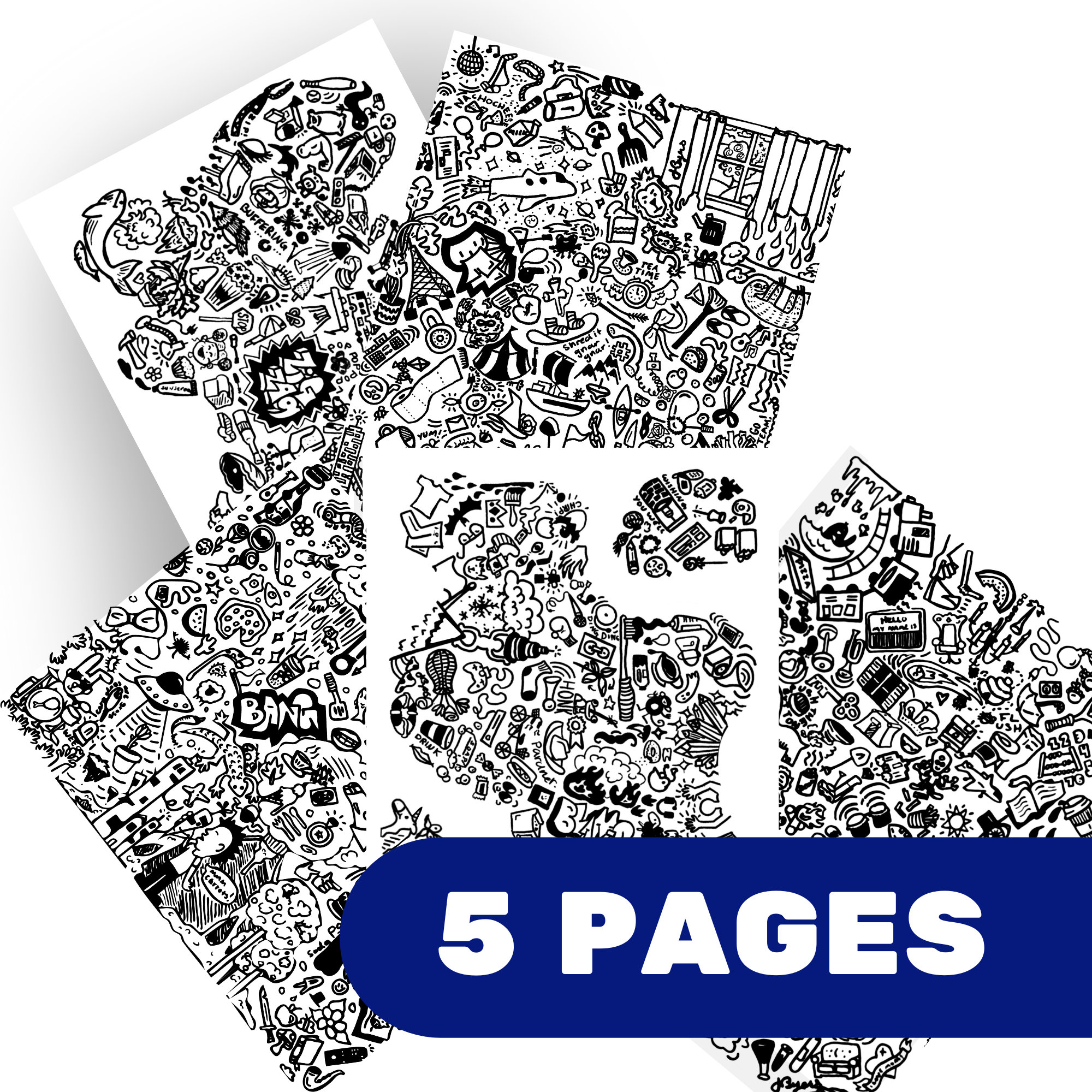 The Doodle Series Coloring Pages PRINT AT HOME - Etsy